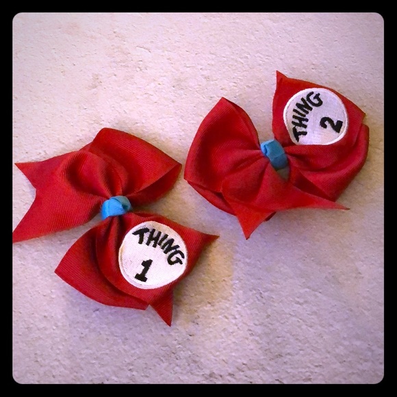 Accessories | Set Of Thing 1 Thing 2 Matching Hair Clips | Poshmark